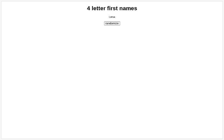 4 letter first names ― Perchance Generator