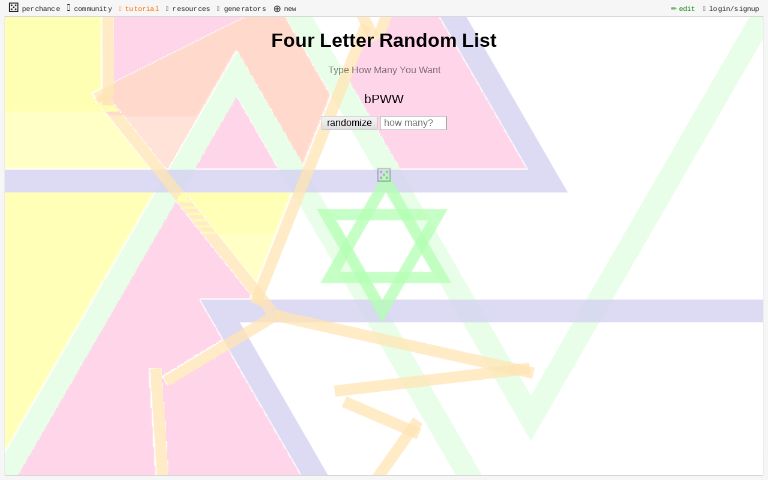 Four Letter Random List ― Perchance Generator