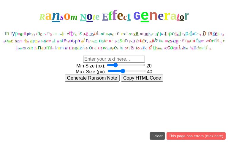 Ransom Note Effect Generator