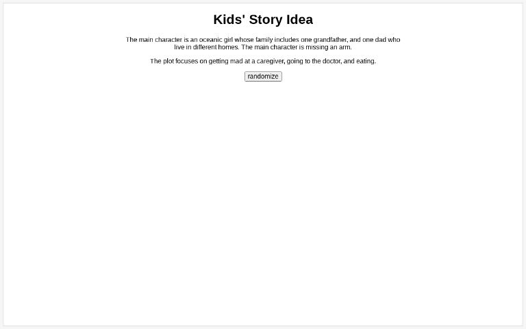 Kids' Story Idea ― Perchance Generator