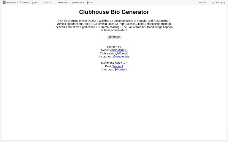 Clubhouse Bio Generator