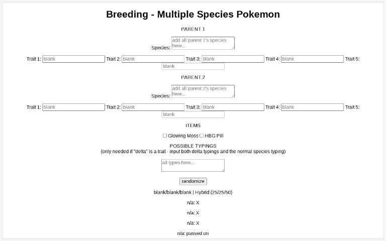 Breeding - Multiple Species Pokemon ― Perchance Generator