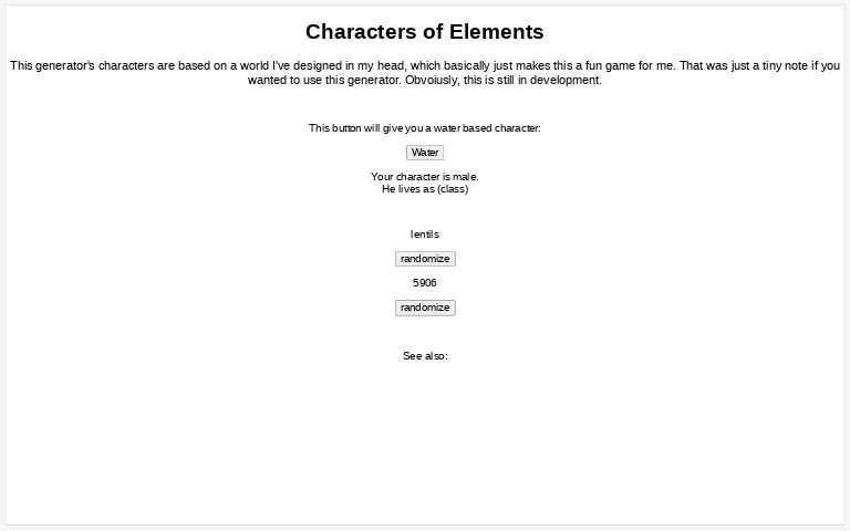 Characters of Elements ― Perchance Generator