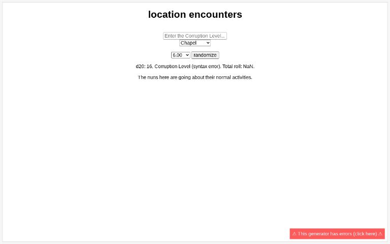 location encounters ― Perchance Generator