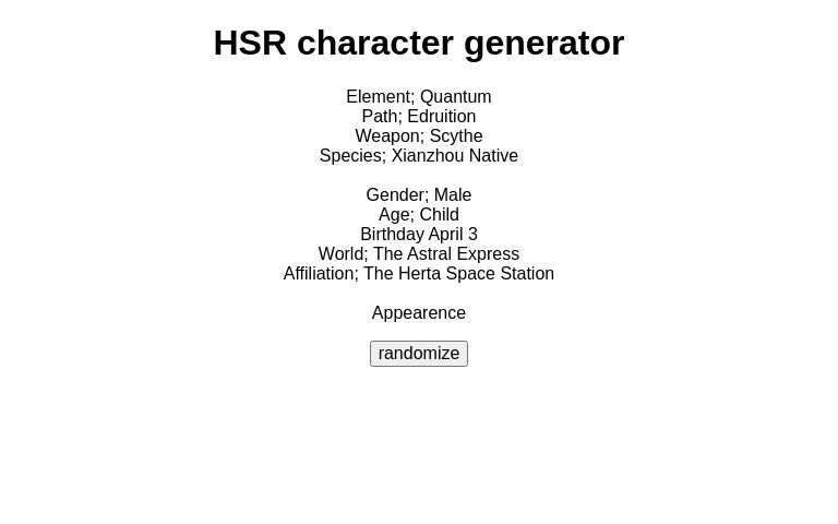 HSR character generator