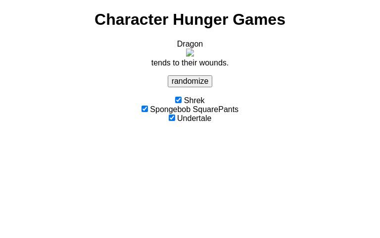 Character Hunger Games ― Perchance Generator