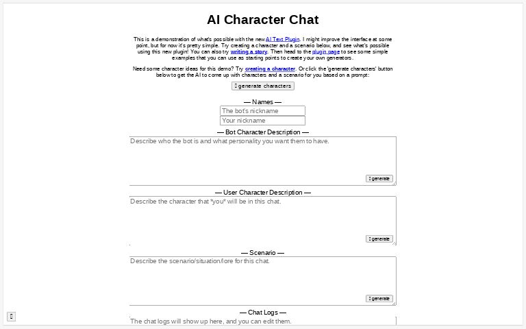 AI Character Chat (free, no sign-up, unlimited)