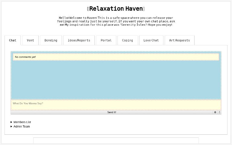 ⛅𝚁𝚎𝚕𝚊𝚡𝚊𝚝𝚒𝚘𝚗 𝙷𝚊𝚟𝚎𝚗⛅ ― Perchance Generator
