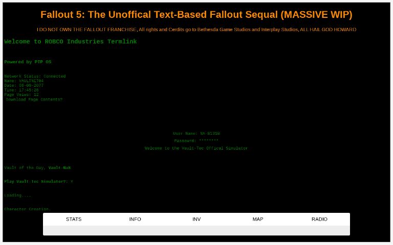 Fallout 5: The Unoffical Text-Based Fallout Sequal (MASSIVE WIP ...