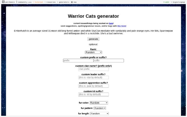 Warrior Cats generator