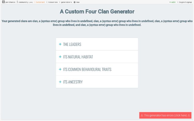 A Custom Four Clan Generator