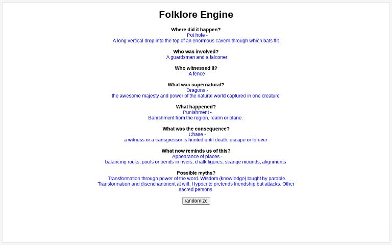 Folklore Engine ― Perchance Generator