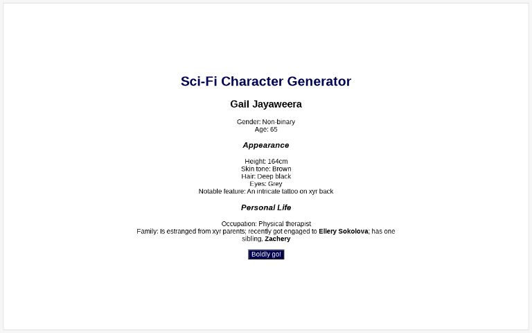 Sci-Fi Character Generator