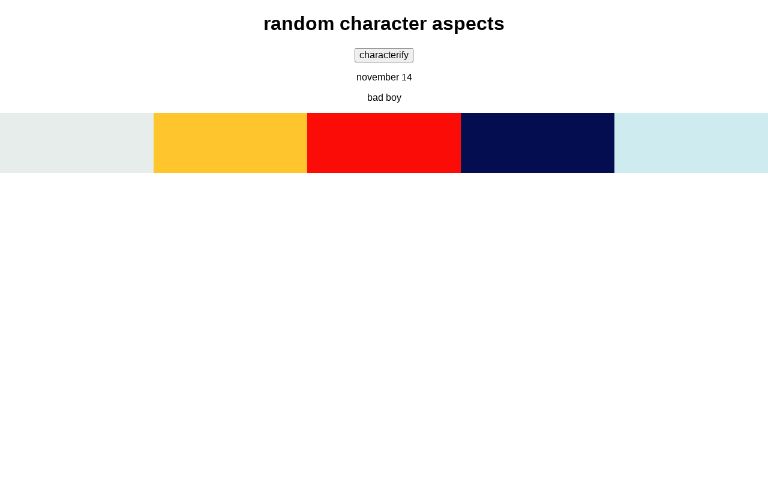 random character aspects ― Perchance Generator