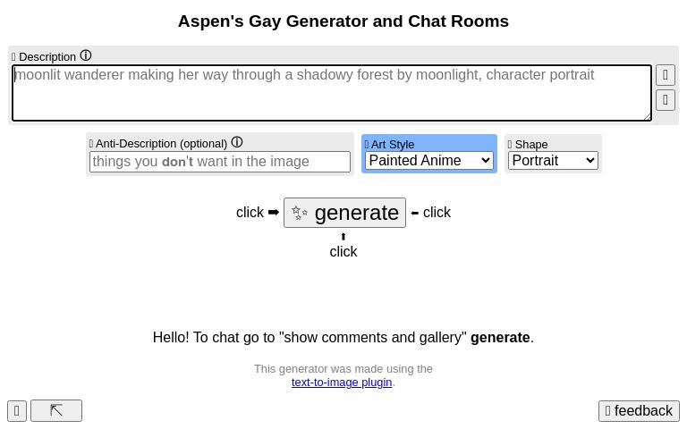Aspen's Gay Generator and Chat Rooms (free, no sign-up, unlimited)