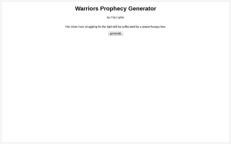 Warriors Prophecy Generator