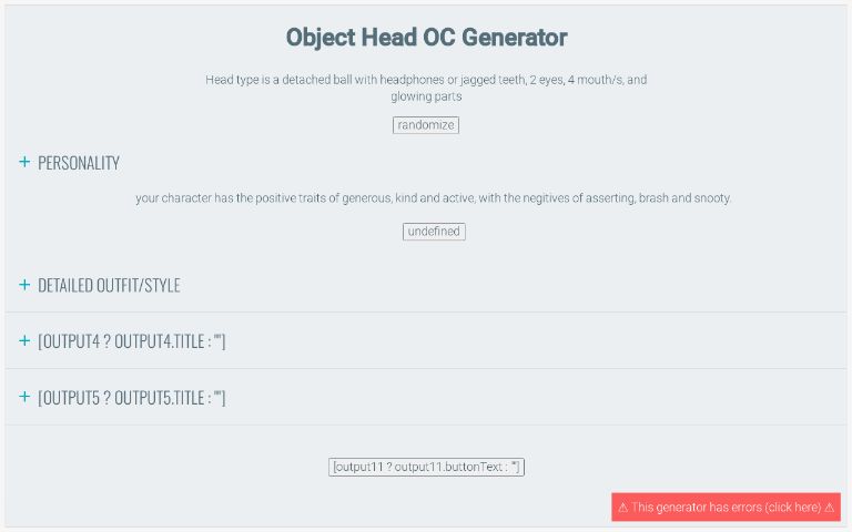 Object Head OC Generator