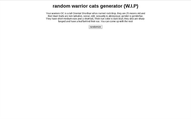 random warrior cats generator (W.I.P)