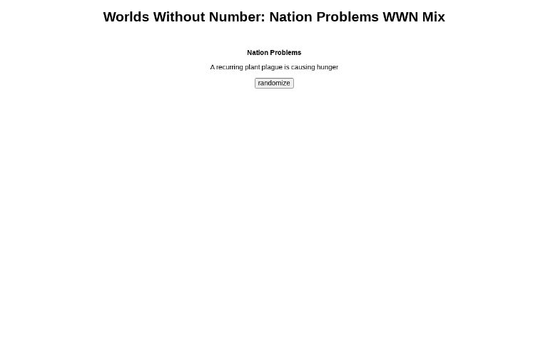 Worlds Without Number: Nation Problems WWN Mix ― Perchance Generator