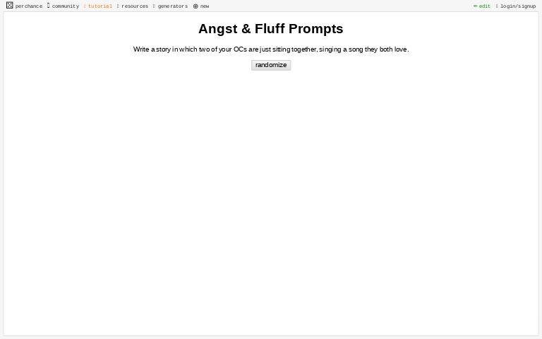 Angst & Fluff Prompts ― Perchance Generator