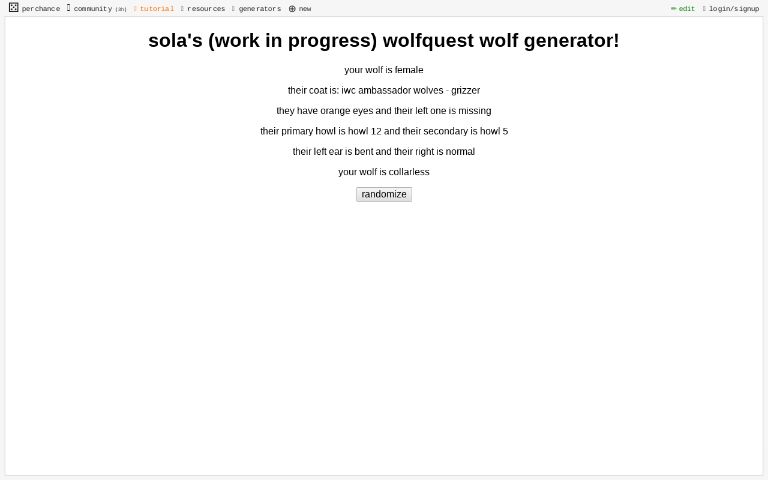 sola's (work in progress) wolfquest wolf generator! ― Perchance