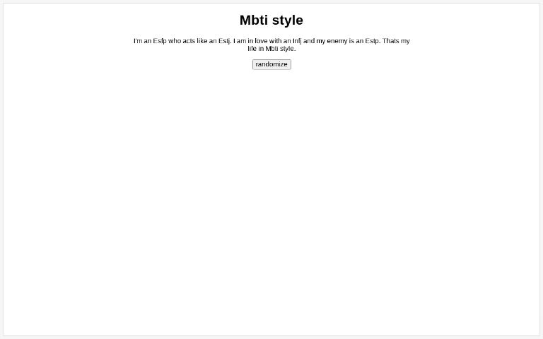 Mbti style ― Perchance Generator