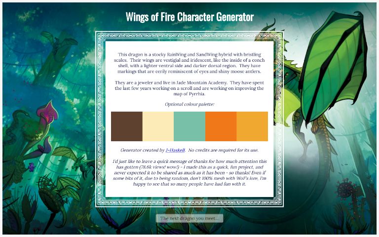 Wings of Fire Character Generator