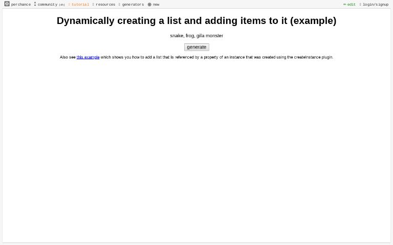 Dynamically creating a list and adding items to it (example) ― Perchance Generator