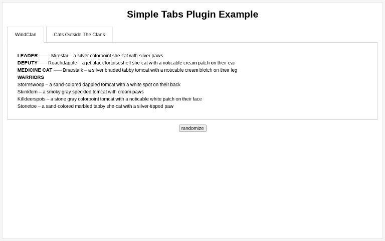 Simple Tabs Plugin Example