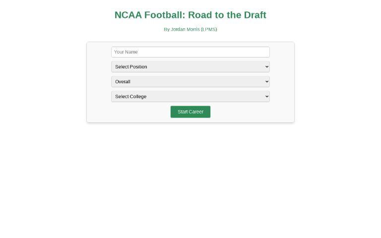 NCAA Football: Road to the Draft ― Perchance Generator