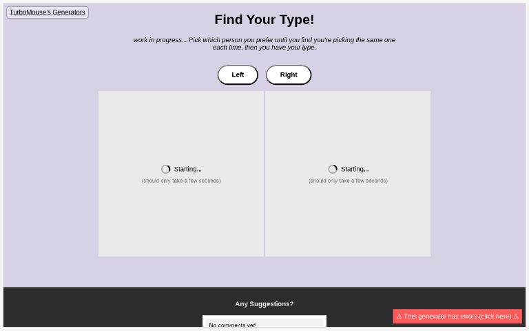 Find Your Type! ― Perchance Generator