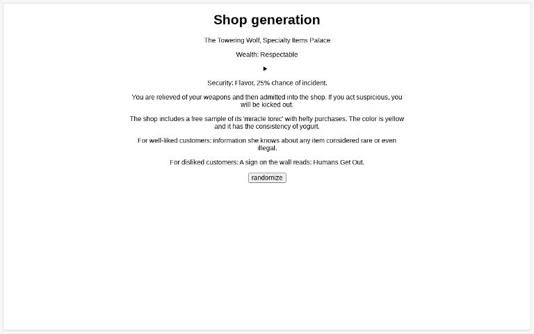 Shop generation