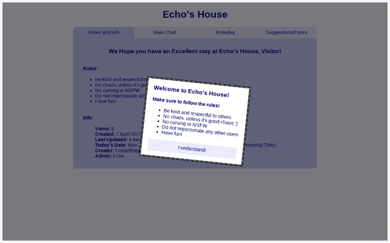 Echo's House ― Perchance Generator