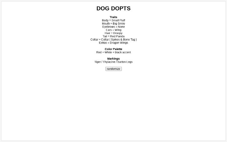 DOG DOPTS ― Perchance Generator