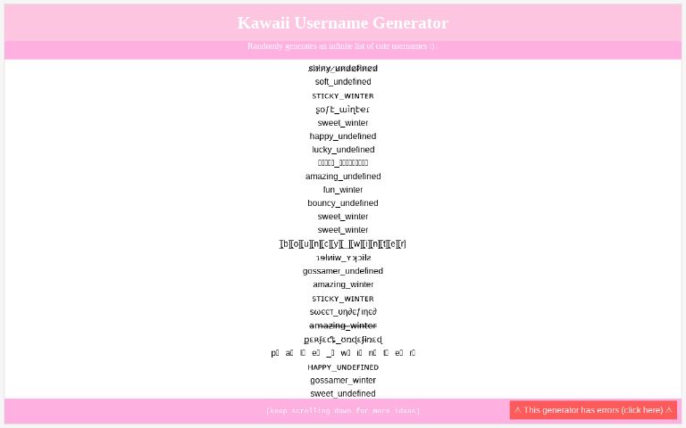 Kawaii Username Generator