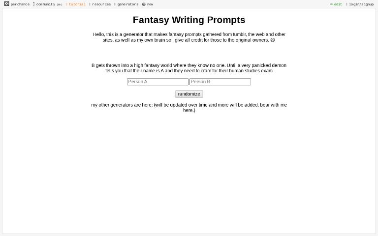 Fantasy Writing Prompts ― Perchance Generator