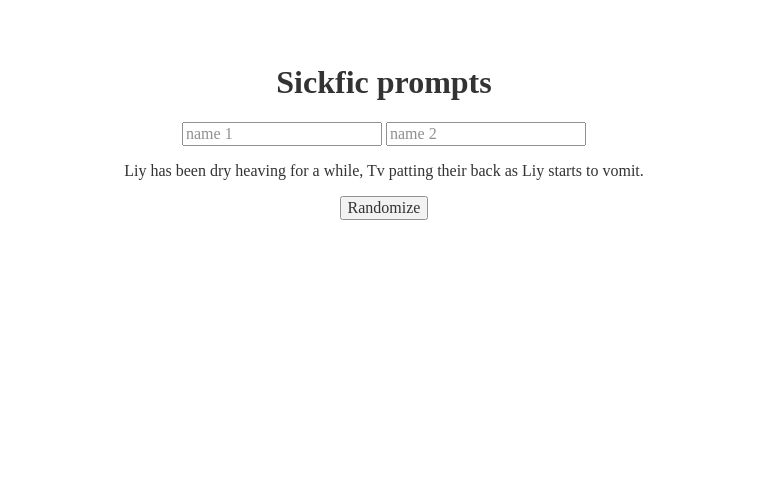 Sickfic prompts ― Perchance Generator