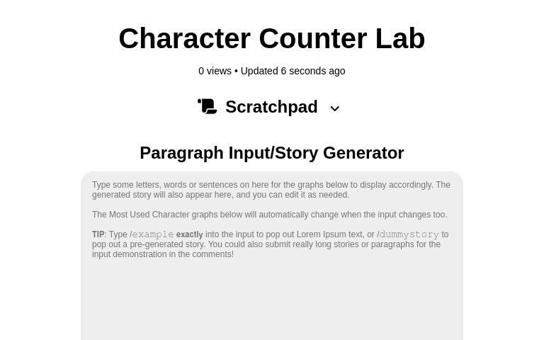Character Counter Lab (original) ― Perchance Generator