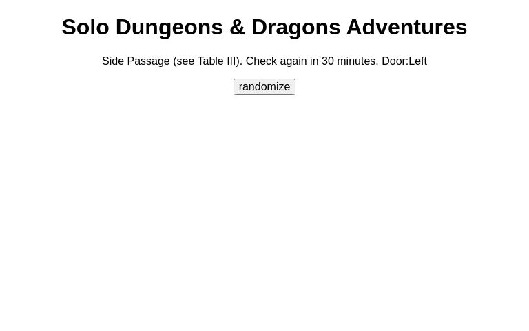 Solo Dungeons & Dragons Adventures ― Perchance Generator