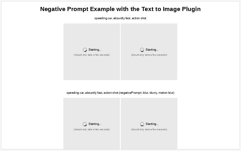 Negative Prompt Example with the Text to Image Plugin