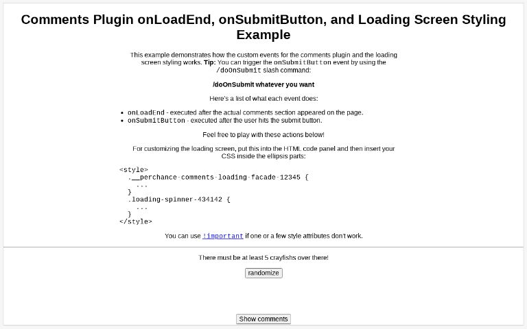 Comments Plugin onLoadEnd, onSubmitButton, and Loading Screen Styling ...