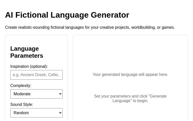 AI Fictional Language Generator