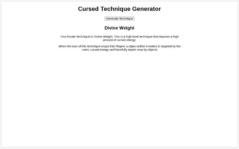 Cursed Technique Generator