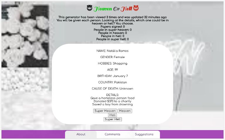 Heaven Or Hell ― Perchance Generator