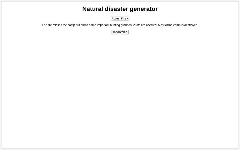 Natural disaster generator