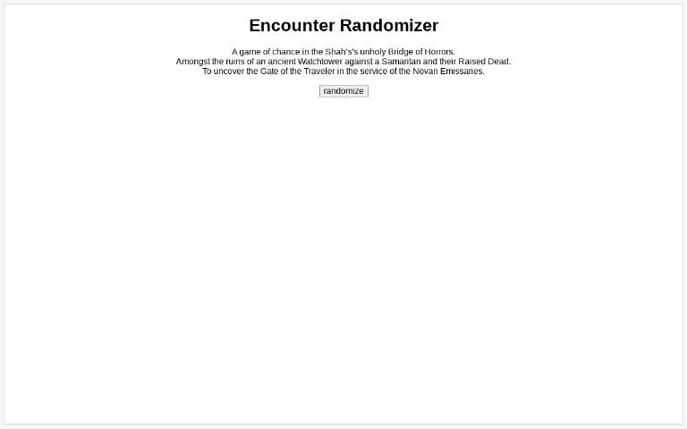 Encounter Randomizer ― Perchance Generator