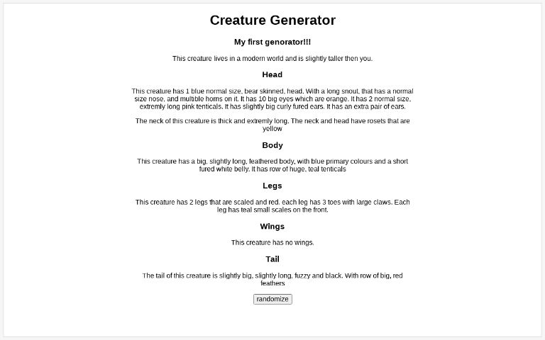 Creature Generator