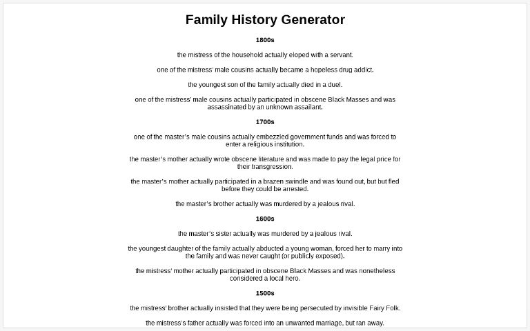 Family History Generator