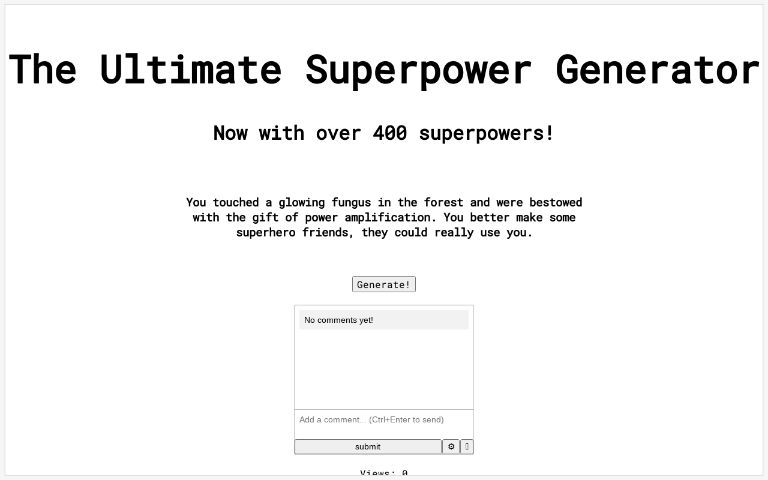 The Ultimate Superpower Generator Now with over 400 superpowers!