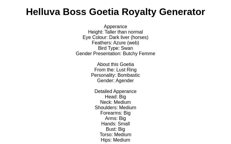 Helluva Boss Goetia Royalty Generator